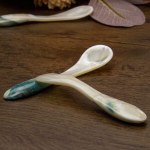 DUEBEL Mother of Pearl Caviar Spoons, 4' Luxury Handmade Spoons for Caviar/Shrimp/Egg/Icecream Serving (5pcs)