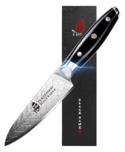 tuo paring knife - peeling knife ultra sharp 3.5-inch - small kitchen knives high carbon stainless steel - kitchen utility knife with g10 full tang handle - black hawk-s knives including gift box