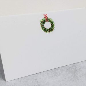 Nancy Nikko Place Cards with Christmas Wreath for Weddings, Showers, Dinners, Parties and Special Events Table Tent Style, Scored for easy folding. Pkgs of 12/25 / 50 (25)