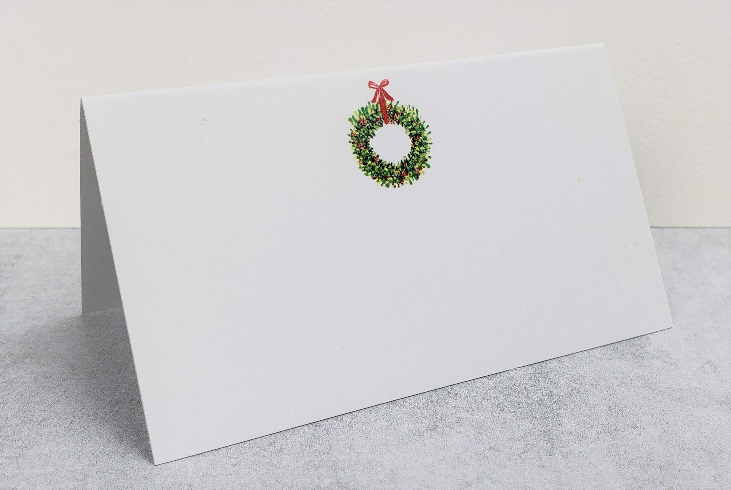 Nancy Nikko Place Cards with Christmas Wreath for Weddings, Showers, Dinners, Parties and Special Events Table Tent Style, Scored for easy folding. Pkgs of 12/25 / 50 (25)