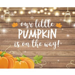 Allenjoy Pumpkin Rustic Wood Baby Shower Backdrop Autumn Our Little Pumpkin Boy Girl is On The Way Welcome Party Decorations Baby is Brewing Theme Cake Table Banner Background Photo Booth Props