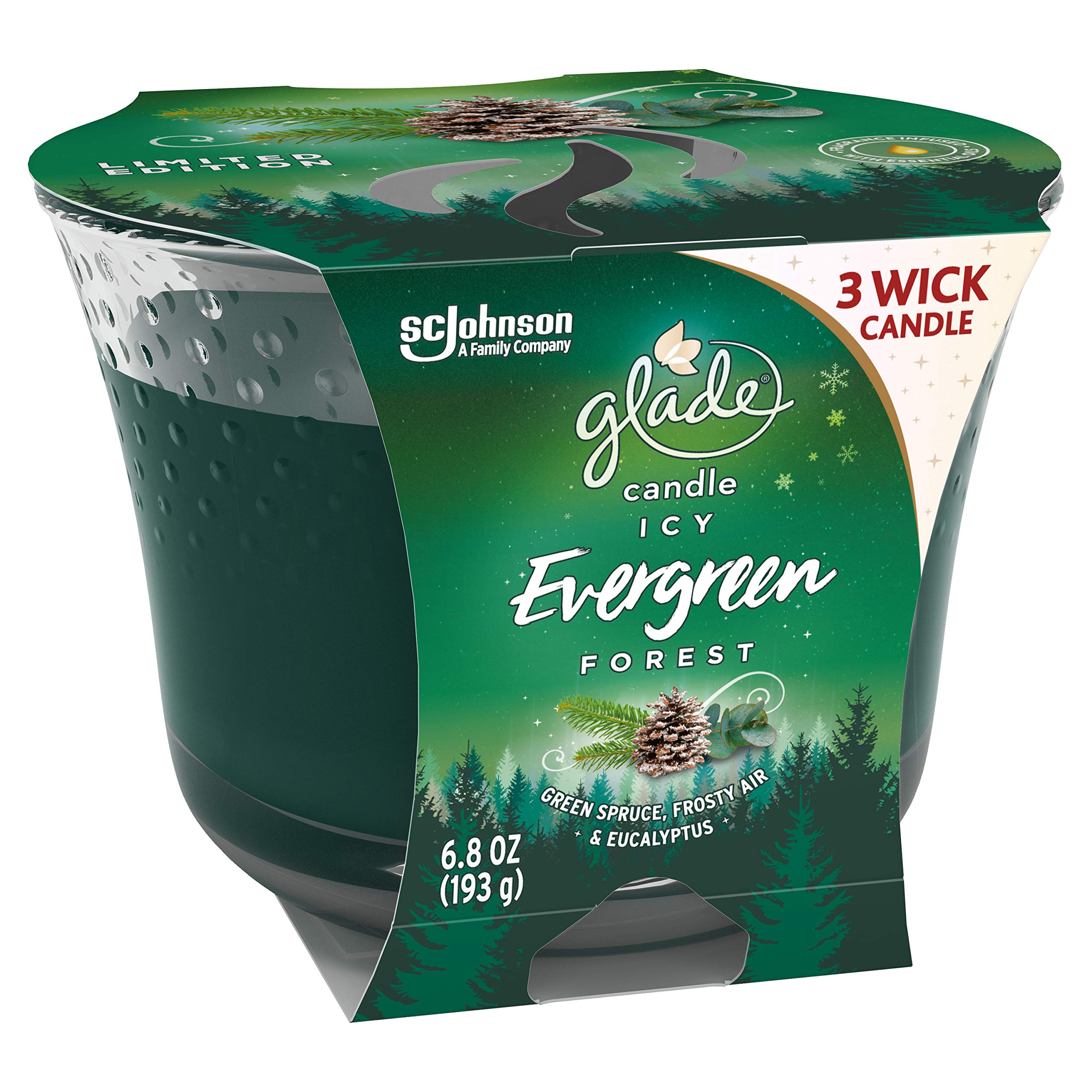 Glade 3-Wick Candle - ICY Evergreen Forest - 6.8oz