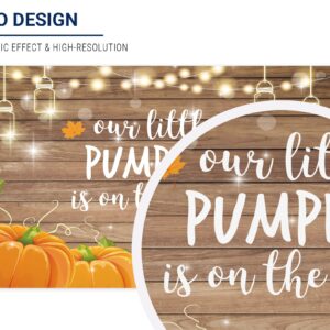 Allenjoy Pumpkin Rustic Wood Baby Shower Backdrop Autumn Our Little Pumpkin Boy Girl is On The Way Welcome Party Decorations Baby is Brewing Theme Cake Table Banner Background Photo Booth Props