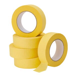 lichamp 5-pack automotive refinish masking tape yellow 36mm x 55m, cars vehicles auto body paint tape, automotive painters tape bulk set 1.4-inch x 180-foot x 5 rolls