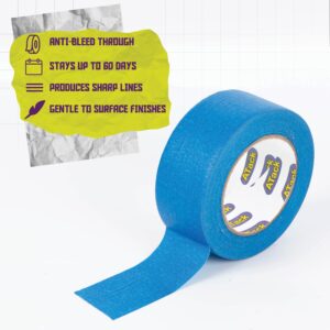 ATack Professional Blue Painter's Tape, 2" x 60 Yards (Single Roll), Sharp Edge Line Technology - Produces Sharp Lines and Residue-Free Artisan Grade Clean Release Wall Trim Tape