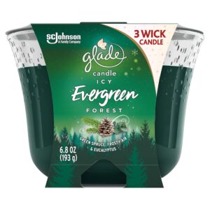 glade 3-wick candle - icy evergreen forest - 6.8oz