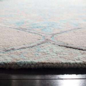 SAFAVIEH Dip Dye Collection 5' Round Grey / Turquoise DDY510C Handmade Medallion Premium Wool & Silk Area Rug