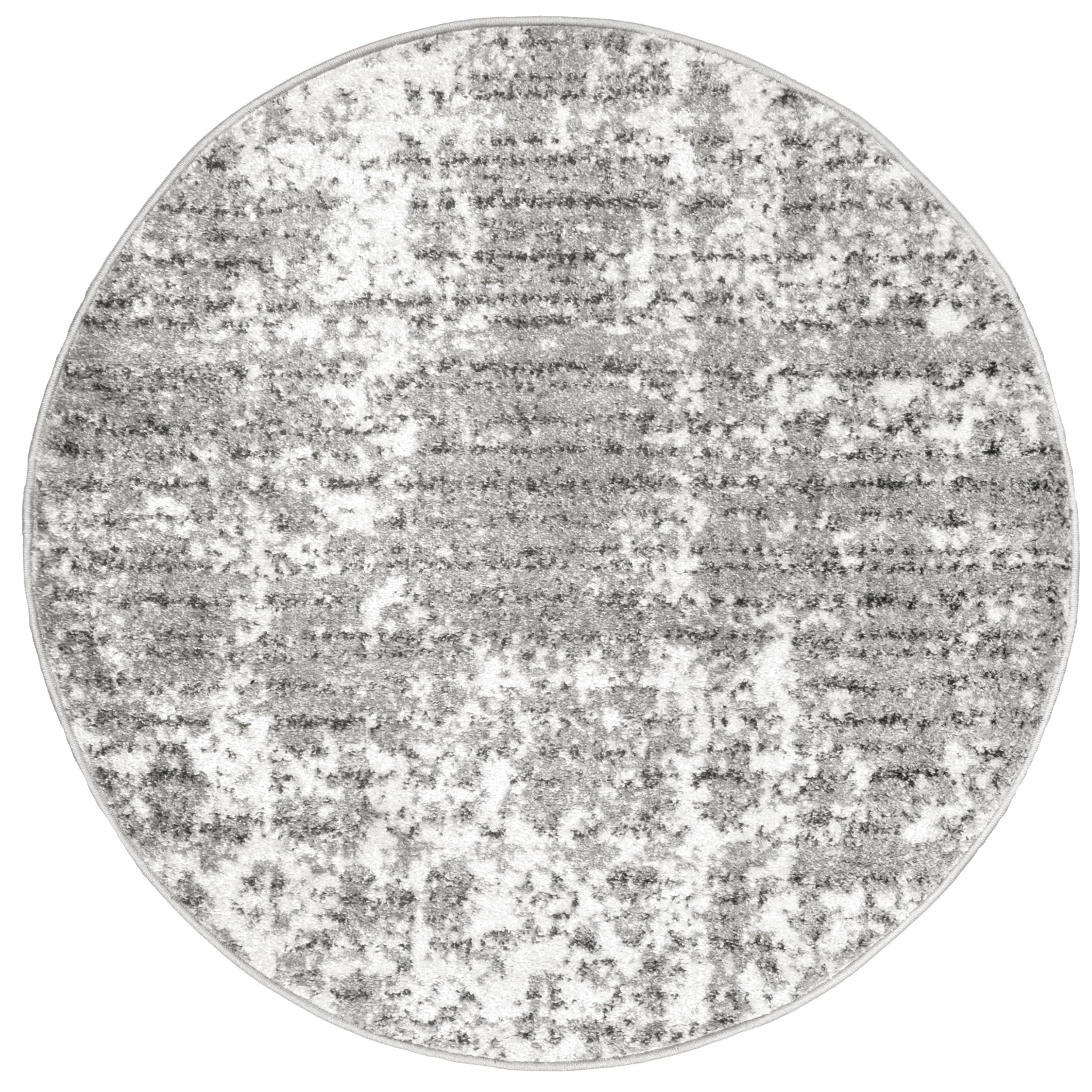 nuLOOM Deedra Modern Abstract Area Rug - 6 Round Area Rug Modern/Contemporary Grey/Ivory Rugs for Living Room Bedroom Dining Room Kitchen