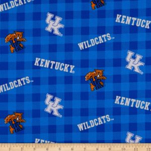 ncaa kentucky wildcats buffalo plaid cotton, fabric by the yard