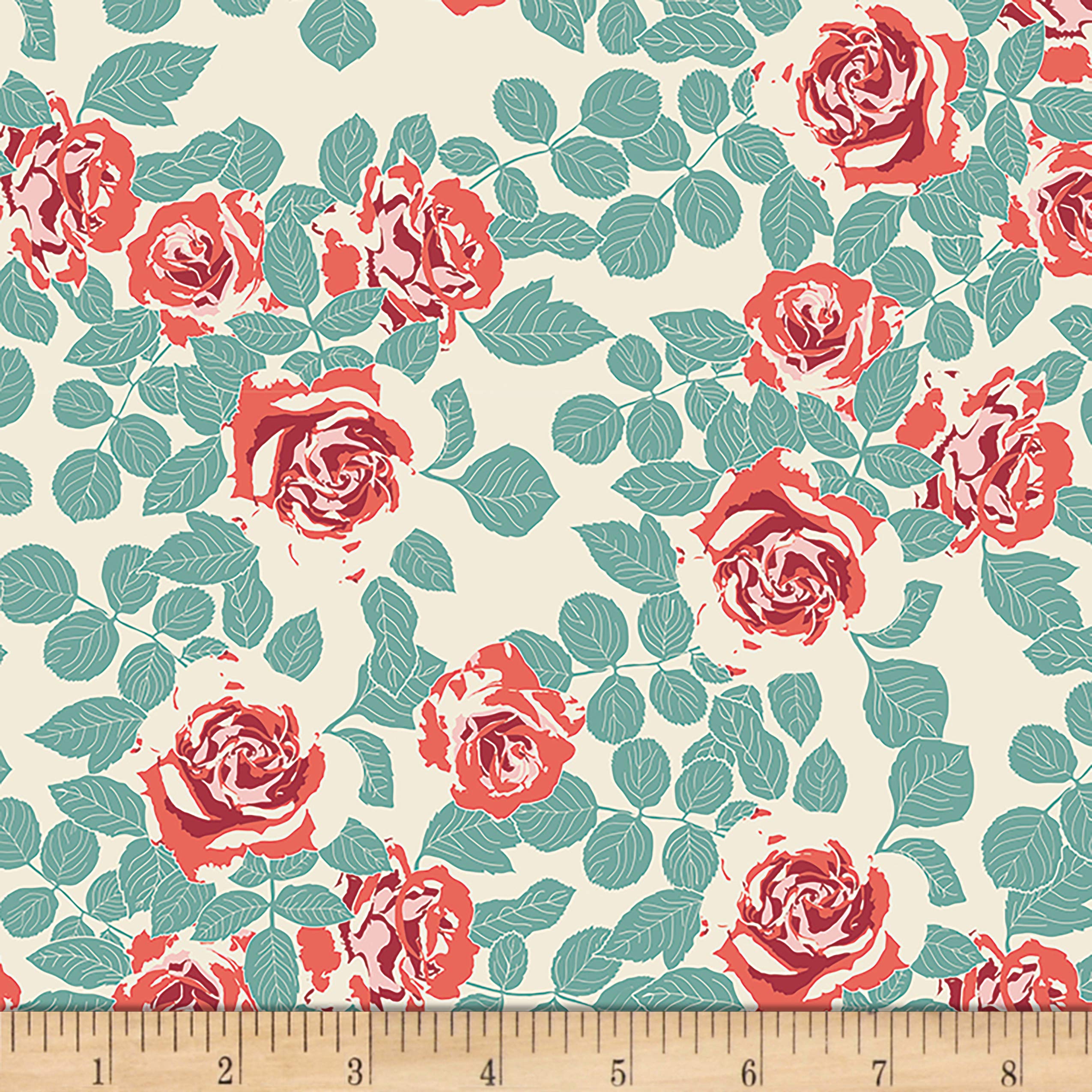 Art Gallery Fabrics Art Gallery Fusion Pruning Roses Woodlands Fabric, Green