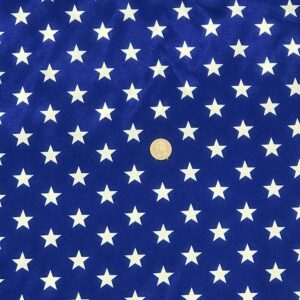 New Creations Fabric & Foam Inc, Patriotic 4th of July, White Stars on Royal Blue Satin Fabric by The Yard