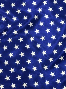 new creations fabric & foam inc, patriotic 4th of july, white stars on royal blue satin fabric by the yard