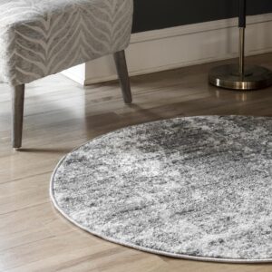 nuloom deedra modern abstract area rug - 6 round area rug modern/contemporary grey/ivory rugs for living room bedroom dining room kitchen