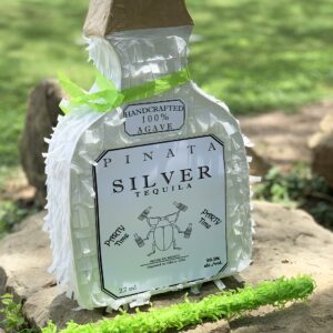 White Tequila Bottle Piñata with Stick - 17.5" x 10.5" x 3.5" Perfect for Party Decorations, Photo Prop, Birthday, Funny Anniversary, 21 birthday - Fits candy/favors