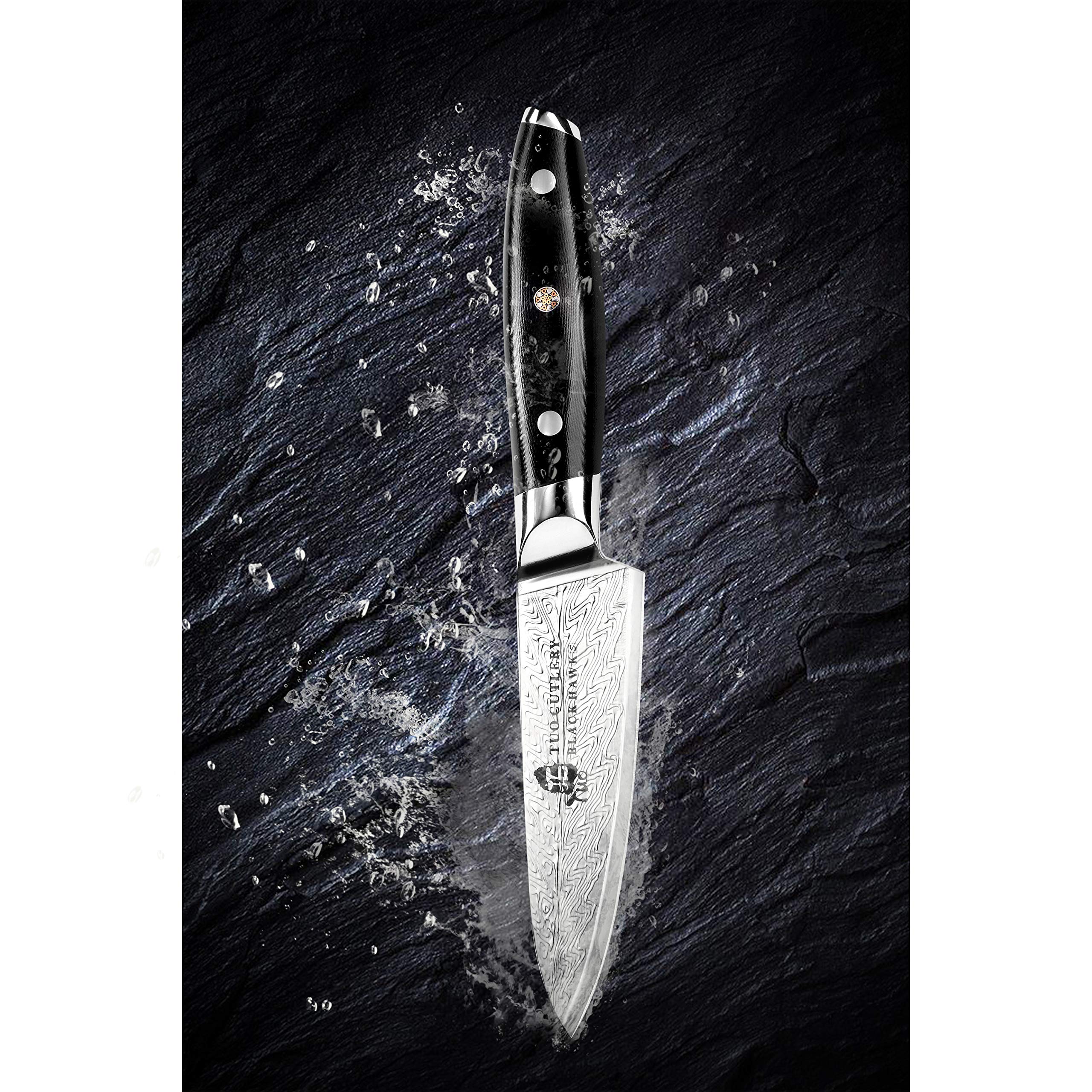 TUO Paring Knife - Peeling Knife Ultra Sharp 3.5-inch - Small Kitchen Knives High Carbon Stainless Steel - Kitchen Utility Knife with G10 Full Tang Handle - Black Hawk-S Knives Including Gift Box