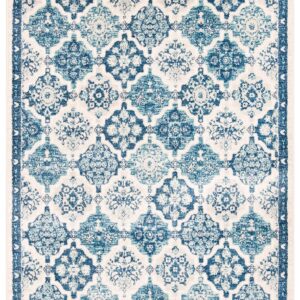 SAFAVIEH Brentwood Collection 2' x 4' Navy / Grey BNT815M Floral Distressed Non-Shedding Living Room Bedroom Accent Rug