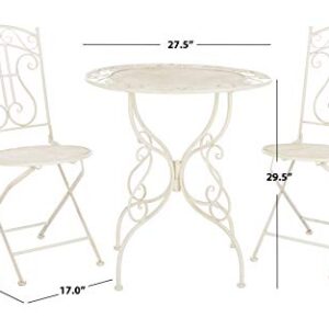 SAFAVIEH PAT5028A Outdoor Collection Semly Pearl White 3-Piece Bistro Set