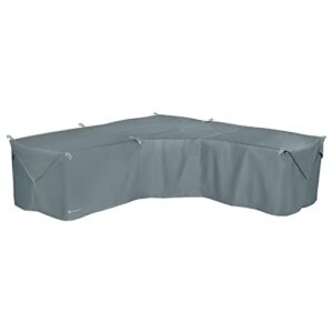 classic accessories storigami water-resistant 100 inch easy fold patio v-shaped sectional lounge set cover, monument grey, patio furniture covers