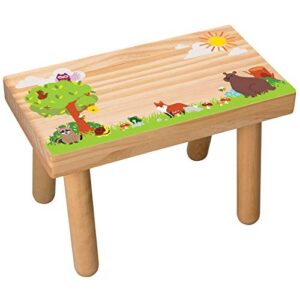 fox valley traders children’s wooden step stool, woodland animals design