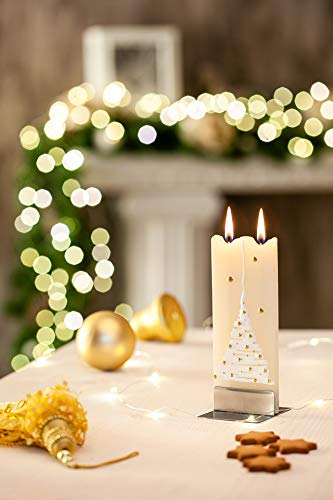 Flatyz Christmas Night Candle with Star - Flat, Decorative, Hand Painted Christmas Candle Gifts for Women or Men - 6 inches