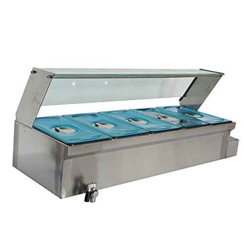 INTBUYING 40Inch 5 Pot Bain-Marie Food Warmer 110V 1500W 6 inch Deep Pan