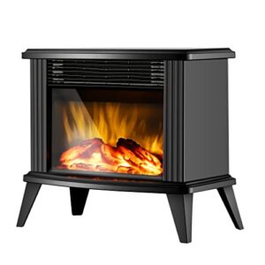 donyer power 13" height mini electric fireplace tabletop portable heater, 1500w, black metal frame,room heater,space heater