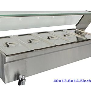 INTBUYING 40Inch 5 Pot Bain-Marie Food Warmer 110V 1500W 6 inch Deep Pan