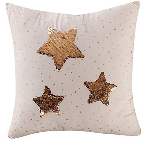 Mytex Celestial Princess Pretty 5-Piece Comforter set with gold metallic foil, Smocked texture, Girls, Teen bedding, Stars and Moons, Two Twinkling Decorative Pillows, Shabby Chic, Blush Pink, Full