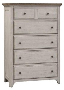 liberty furniture industries farmhouse reimagined 5 drawer chest, w38 x d19 x h54, white