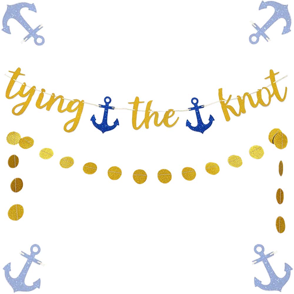 Laventy Set of 2 Tying the Knot Banner Nautical Bachelorette Banner Nautical Bachelorette Balloons Nautical Engagement Party Decor Nautical Bridal Banner