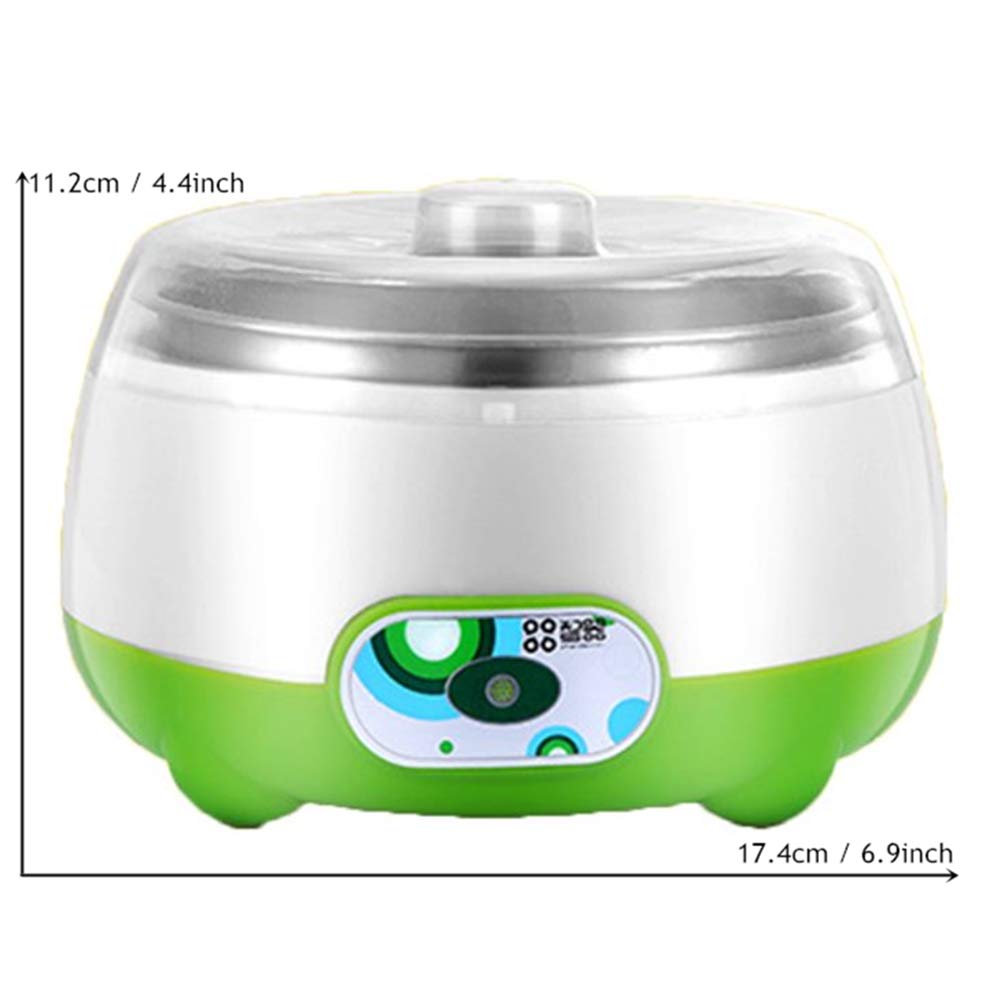 Yoghourt Machine, 1L Automatic Digital Yogurt Maker, Stainless Steel Liner Yogurt Maker Machine, Home DIY Yoghourt Container Yogurt Maker(Green)