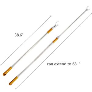 Beaugreen 63" Stainless Steel Reach Pole, Extendable Long Reach Pole Closet Rods,Reacher Garment Pole with Utility Hook for Hanging Clothes,Shutters,Closet,Ceiling