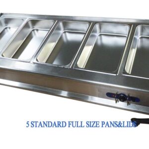 INTBUYING 5-Pan Restaurant Steam Table Bain-Marie Buffet Food Warmer