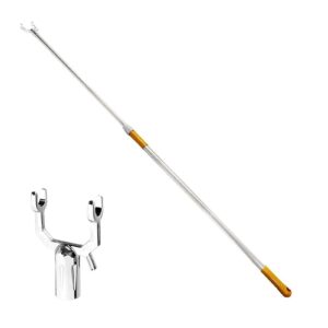 beaugreen 63" stainless steel reach pole, extendable long reach pole closet rods,reacher garment pole with utility hook for hanging clothes,shutters,closet,ceiling