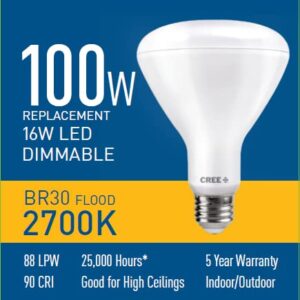 Cree Lighting BR30-100W-P1-27K-E26-U1 Pro Series BR30 Indoor Flood 100W Equivalent LED Bulb (Dimmable) 1400, 1 Count (Pack of 1), Soft White