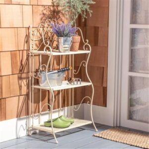 SAFAVIEH PAT5022A Outdoor Collection Torus Pearl White 3-Tier Shelf