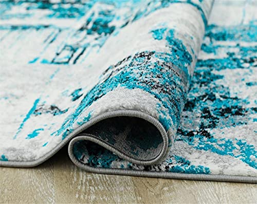 LUXE WEAVERS Contemporary Abstract Area Rug, Turquoise 8x10