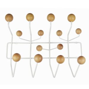 shisedeco classic hang it all coat rack, mid century modern wall mounted coat hooks with painted solid wooden balls(multi colors available) (white frame natural)