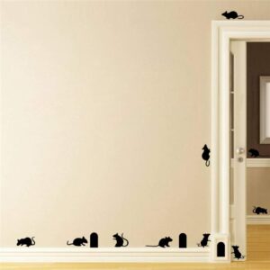 SUPVOX 4 Sets Halloween Sticker Mouse Pattern PVC Wall Stickers Wall Decal Removable Wall Art Stickers