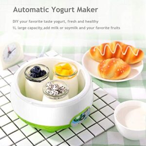 Yoghourt Machine, 1L Automatic Digital Yogurt Maker, Stainless Steel Liner Yogurt Maker Machine, Home DIY Yoghourt Container Yogurt Maker(Green)