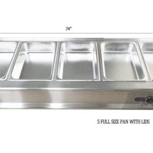 INTBUYING 5-Pan Restaurant Steam Table Bain-Marie Buffet Food Warmer