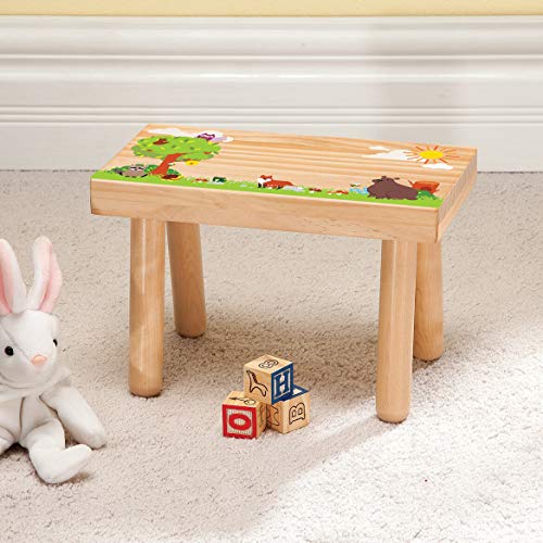 Fox Valley Traders Children’s Wooden Step Stool, Woodland Animals Design