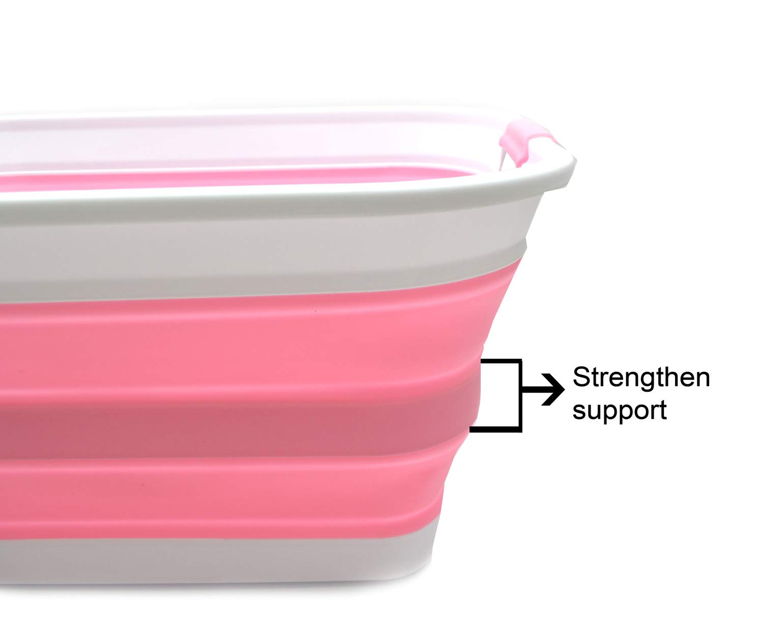 SAMMART 42L(11 gallon) Collapsible Plastic Laundry Basket-Foldable Pop Up Storage Container/Organizer-Portable Washing Tub-Space Saving Basket,Water capacity 34L(9 gallon) (1, Pink)