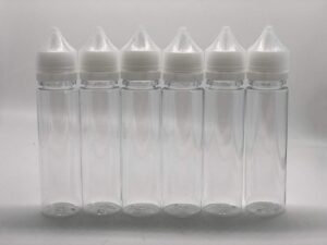 sunday 7 squeezable 60ml empty drop bottle food grade pet transparent plastic bottle with childproof tampering white cap. gift sticker labels (6 pcs)