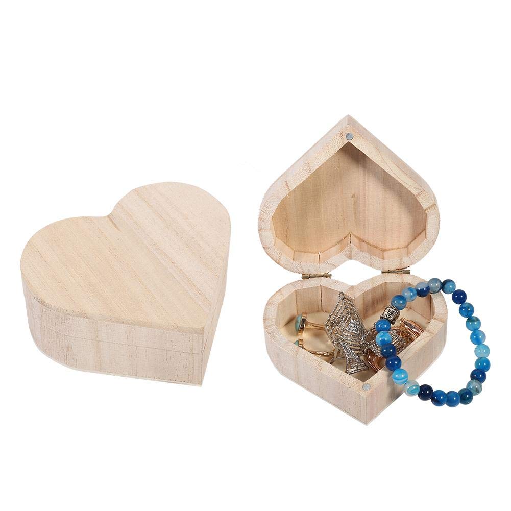 Heart-shaped Wooden Box, New Lovely Wooden Heart-shaped Jewelry Storage Box Packaging Carrying Case Craft Decoration Hot for Packaging Jewelry, Small Gifts