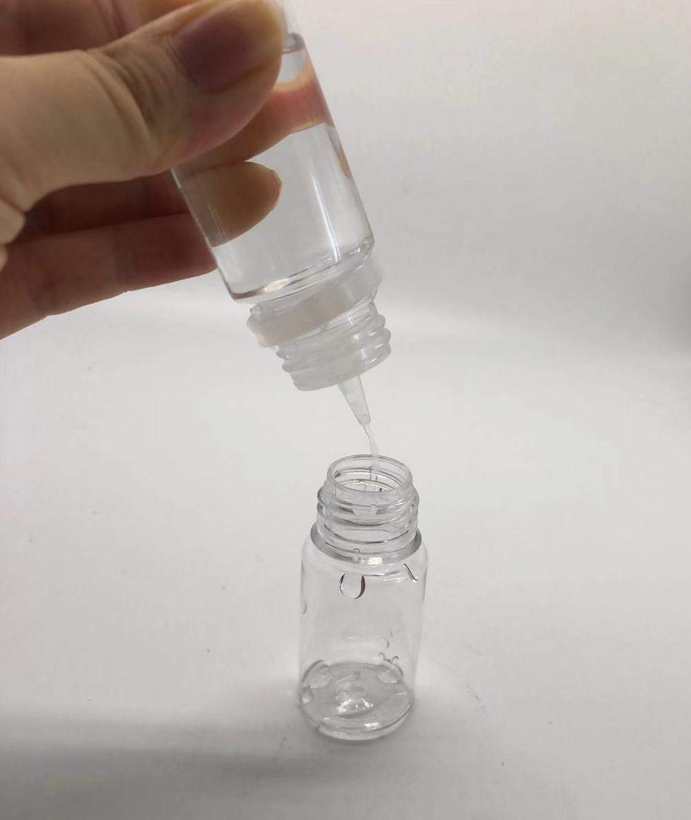 Sunday 7 Squeezable 60ml Empty Drop Bottle Food Grade PET Transparent Plastic Bottle With Childproof Tampering White Cap. Gift Sticker Labels (6 PCS)