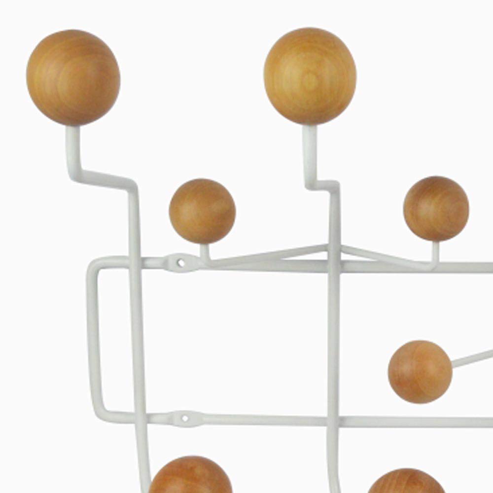 SHISEDECO Classic Hang it All Coat Rack, Mid Century Modern Wall Mounted Coat Hooks with Painted Solid Wooden Balls(Multi Colors Available) (White Frame Natural)