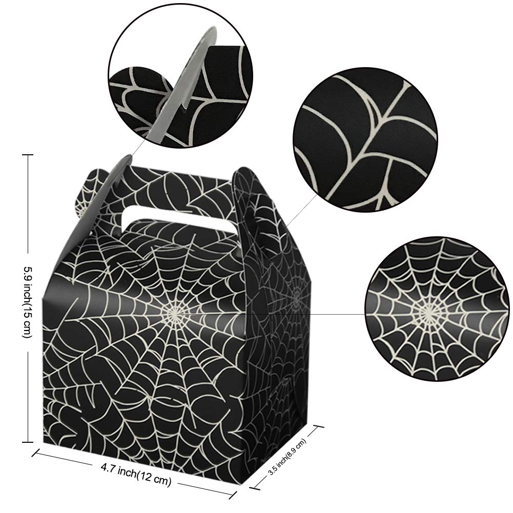 Hxezoc 36pcs Halloween Favor Boxes Large Black Spider Web Candy Boxes Halloween Treat Boxes For Halloween Party Decorations Kids Spider Birthday Party Supplies