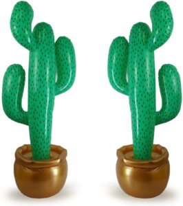 giftexpress 2 pack inflatable 36" cactus prop décor for mexicano fiesta theme party decorations, cinco de mayo prop, hawaiian pool party, desert western cowboy theme party (36" - 2 pack)