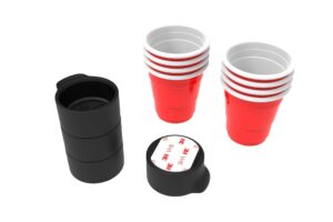 big shots shooter ski kit, peel-and-stick adhesive mounts, no tools required, fits all standard size shot glasses, 4 mounts (bombdiggity black)